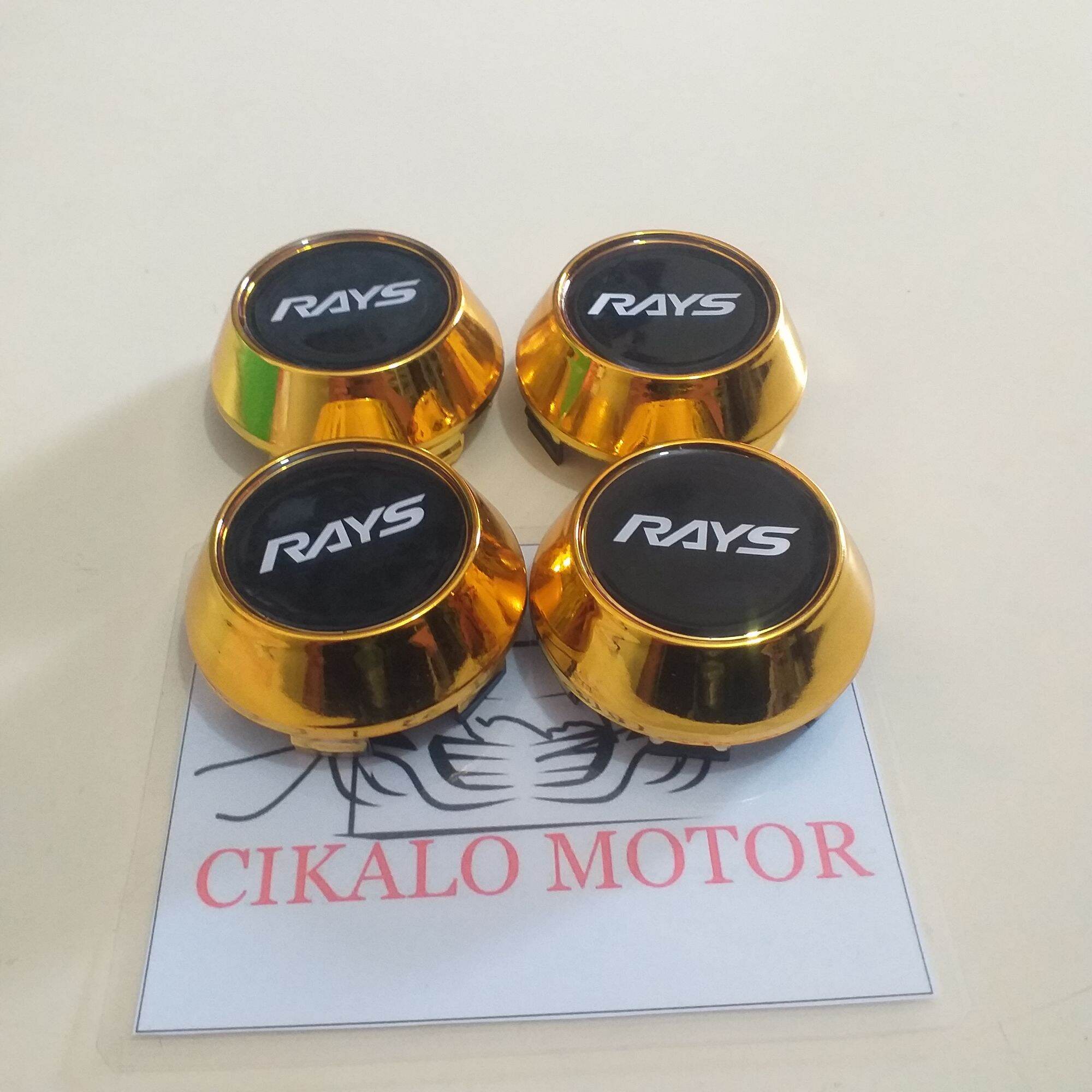 dop roda tutup velg mobil racing VARIASI kerucut logo RAYS kuning 6,5cm ...