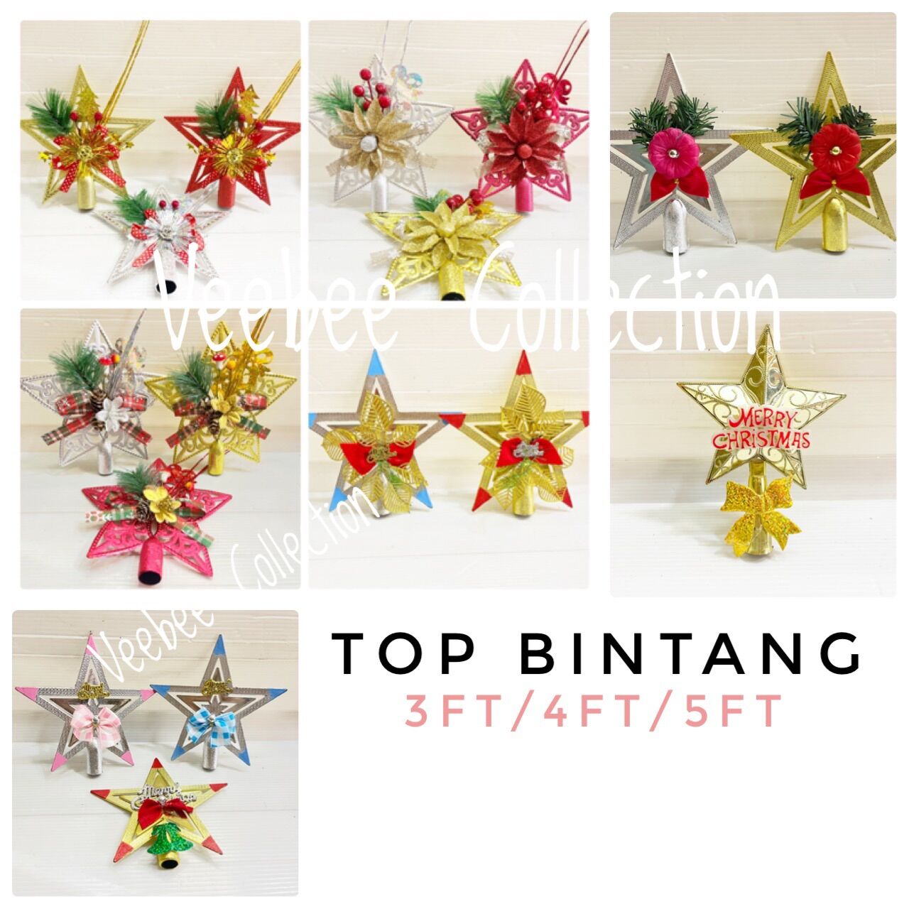 Topper ujung pohon natal 4ft 5ft/ top bintang pohon natal besar/ topper ...