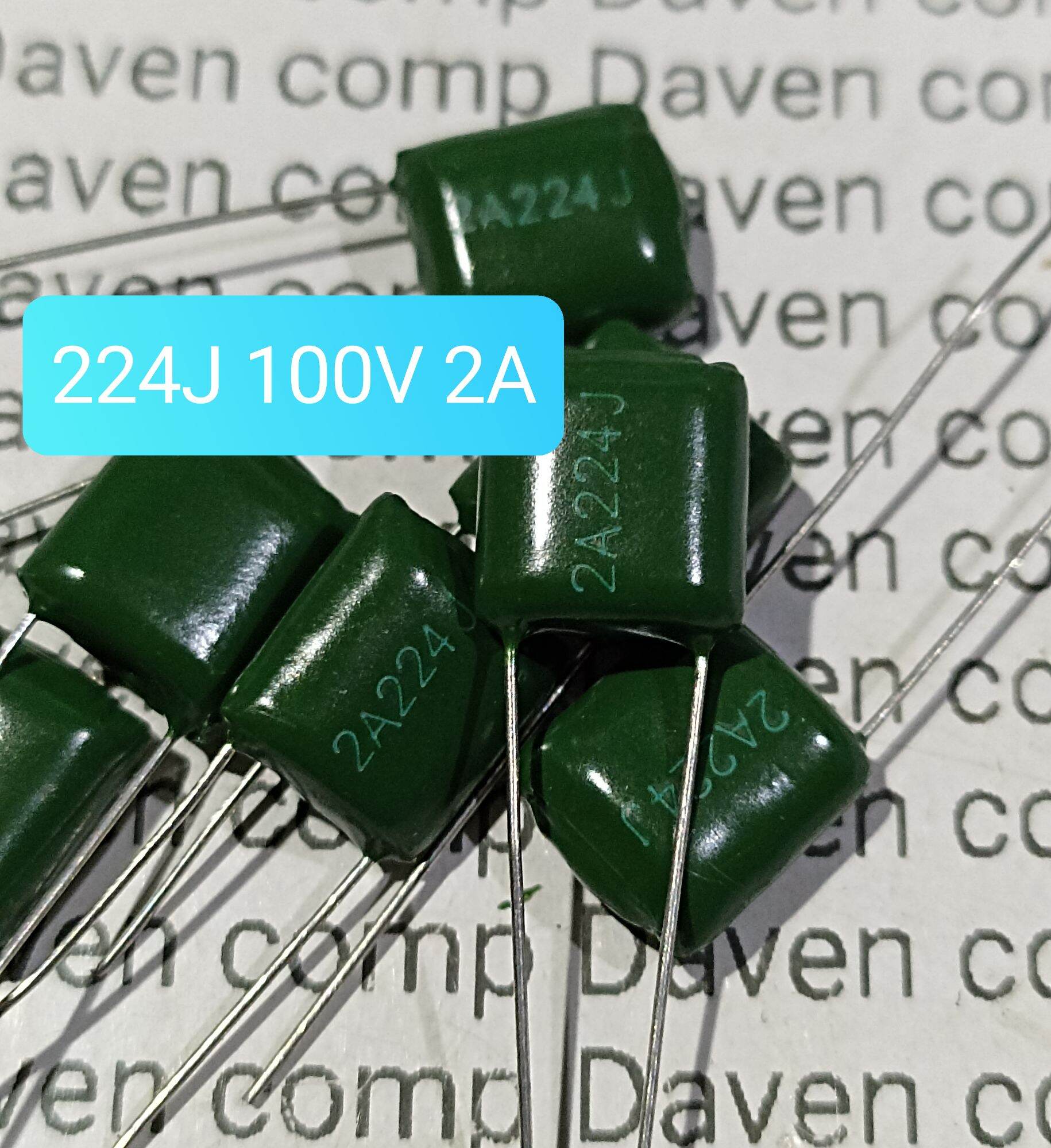 10BUAH KAPASITOR MILAR 224J 100V HIJAU MYLAR 224 J 100 VOLT 224J ...