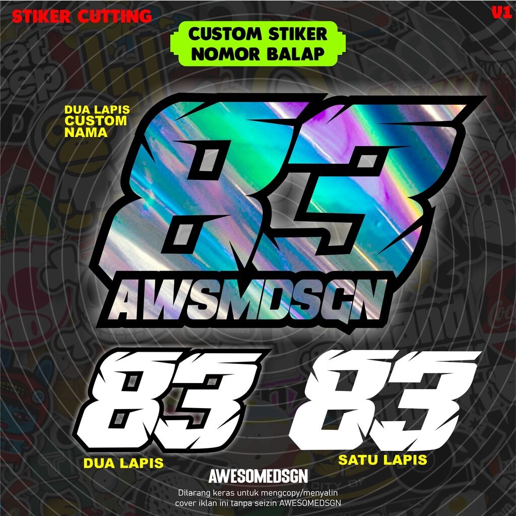 STIKER KEREN STIKER NOMOR STIKER ANGKA BISA CUSTOM SUKA SUKA | Lazada ...