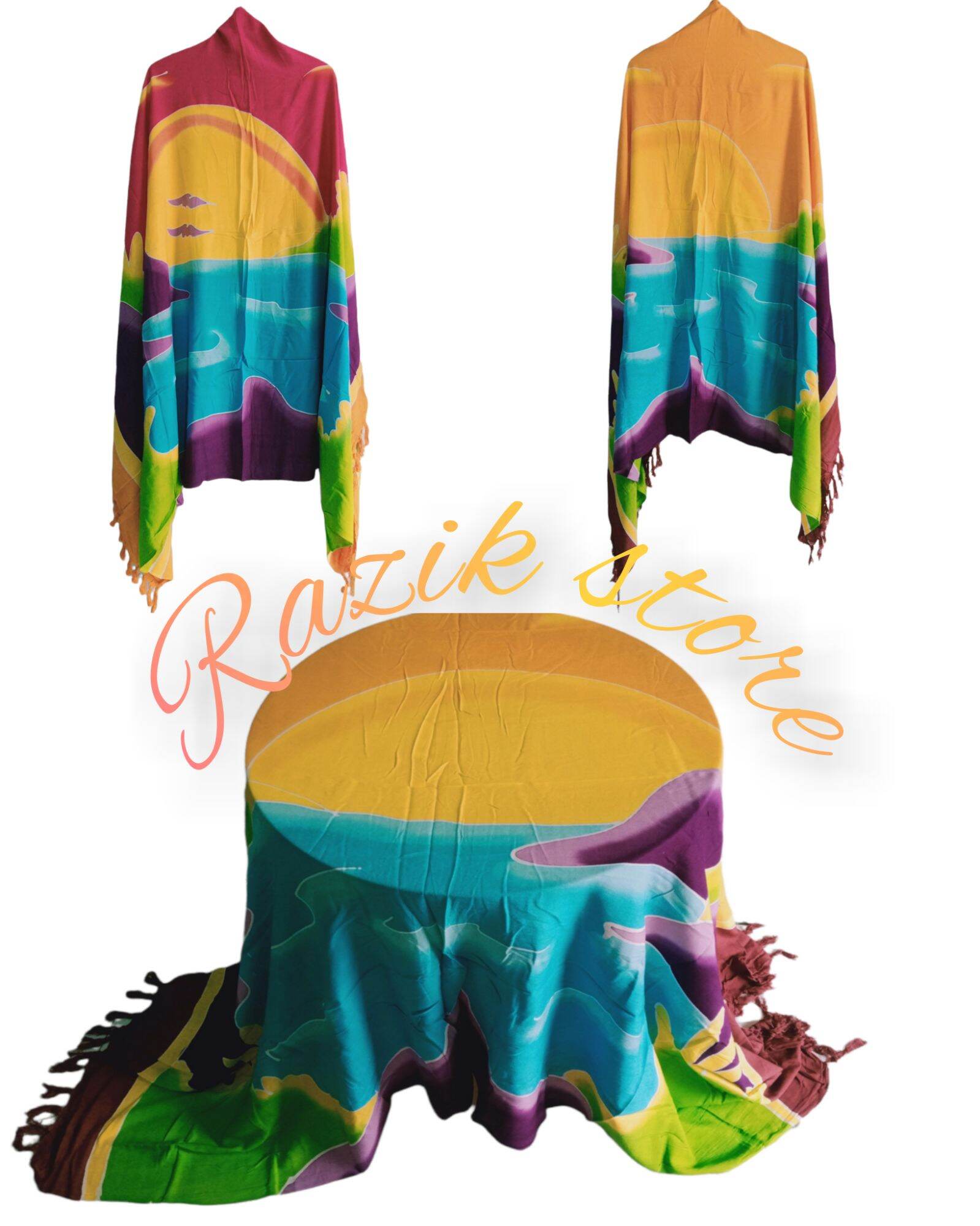 KAIN BALI SUPER CORAK PANTAI/KAIN BALI MOTIF PEMANDANGAN/KAIN BALI ...