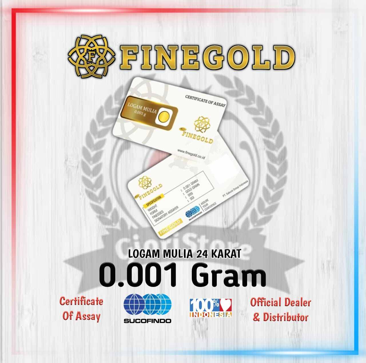 Emas Mini Fine Gold Logam Mulia Emas Asli 24 Karat 0.001Gram ...