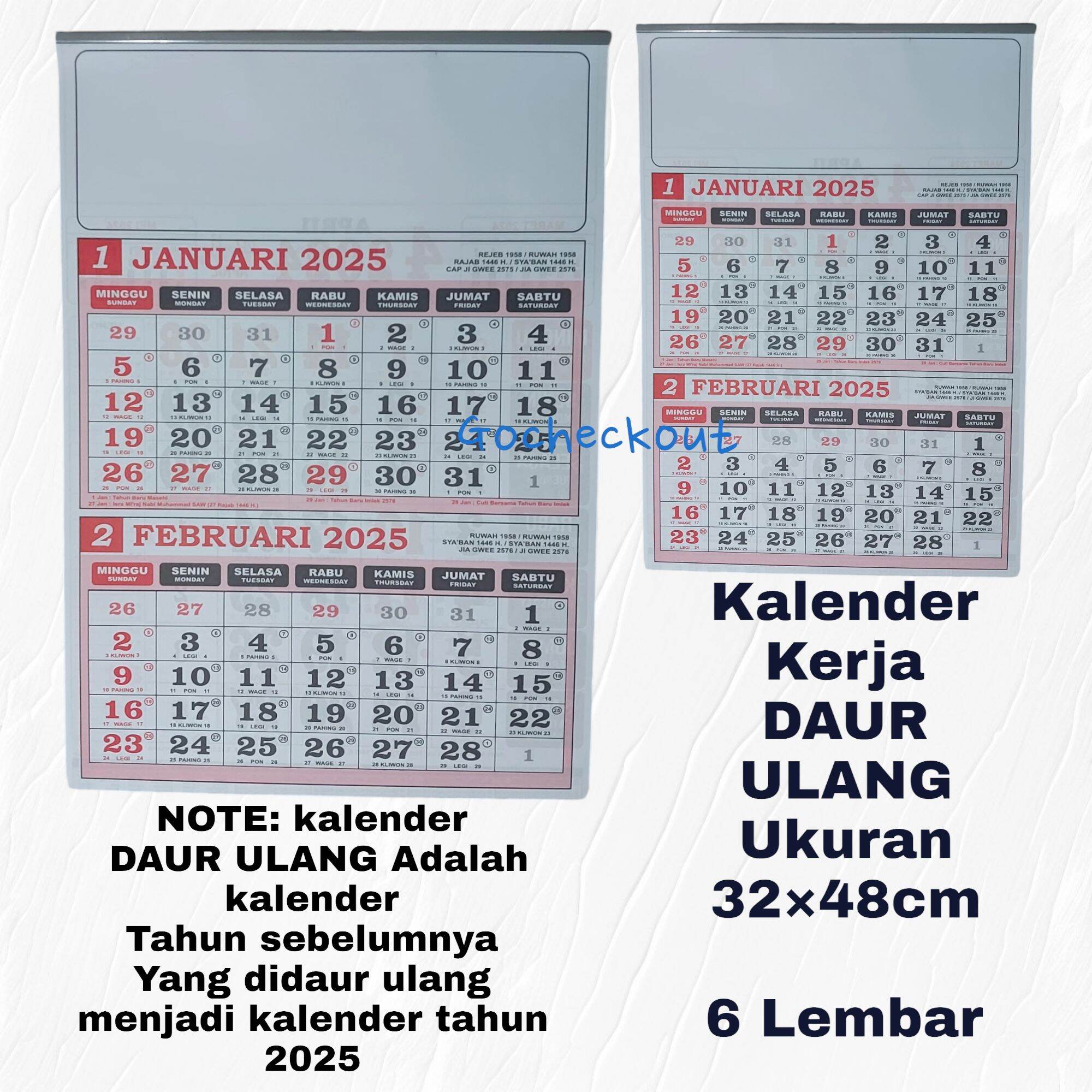 Kalender dinding 2025 kalender Angka kalender kerja ukuran 32×48cm ...