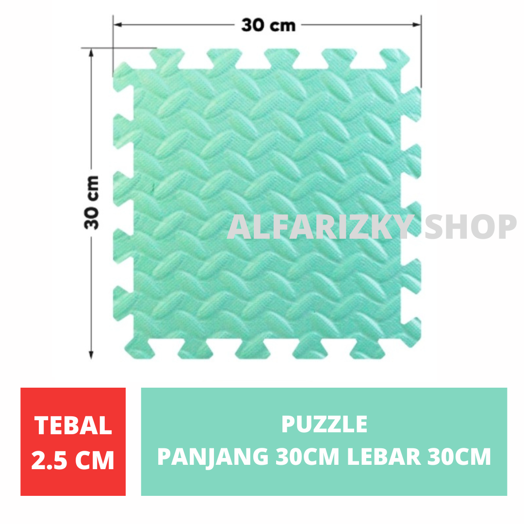 PUZZLE ALAS LANTAI TIKAR SERBAGUNA 30x30x2.5 CM WARNA HIJAU TOSCA ...