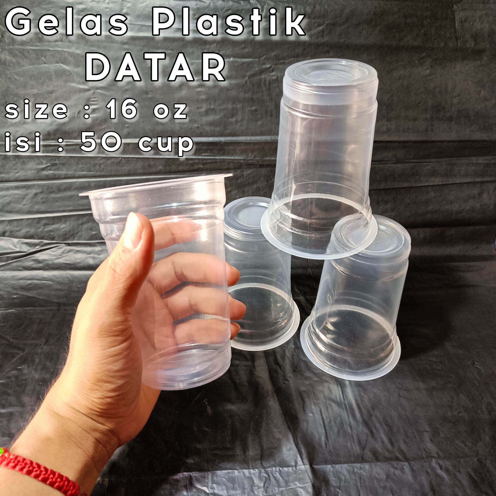 Gelas Plastik Datar Ukuran 16 Oz Isi 50 Cup Gelas Plastik Bening Gelas Minum Gelas Juice