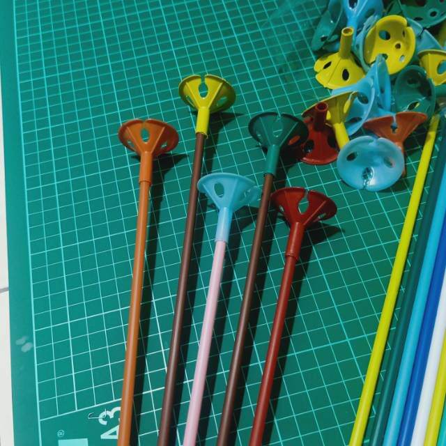 100 PCS STICK BALON + CUP // TANGKAI BALON // PEGANGAN BALON // STIK ...