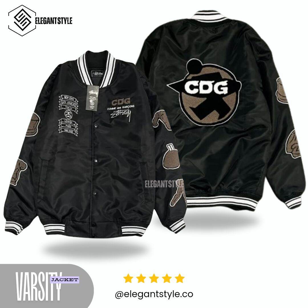 [ELEGANTSTYLE] Jaket Varsity Baseball CDG ElegantStyle Unisex Full ...