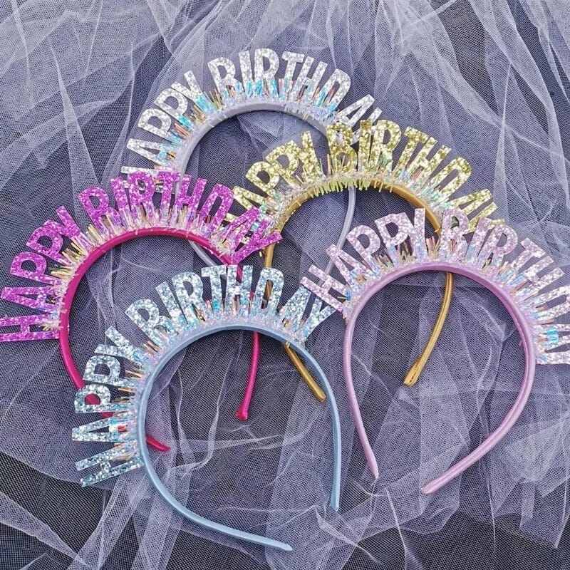 Bando Happy Birthday Glitter Rumbai / Bando Ulang Tahun Warna Warni ...