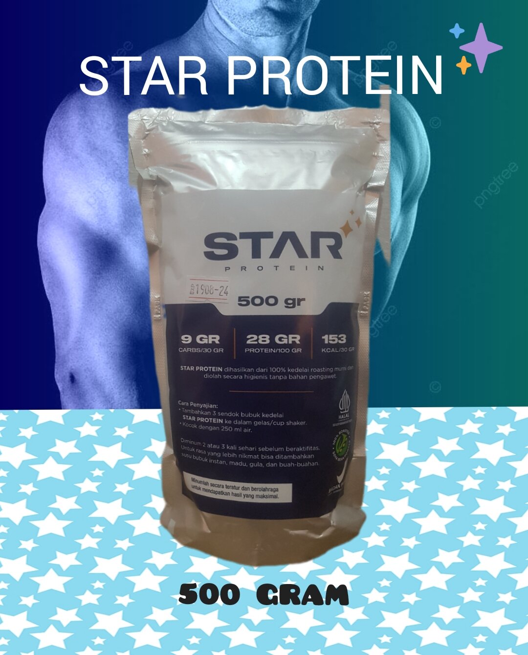 STAR PROTEIN WHEY PROTEIN PLAIN SUSU KEDELAI MURNI 500 GR MUSCLE GAIN ...