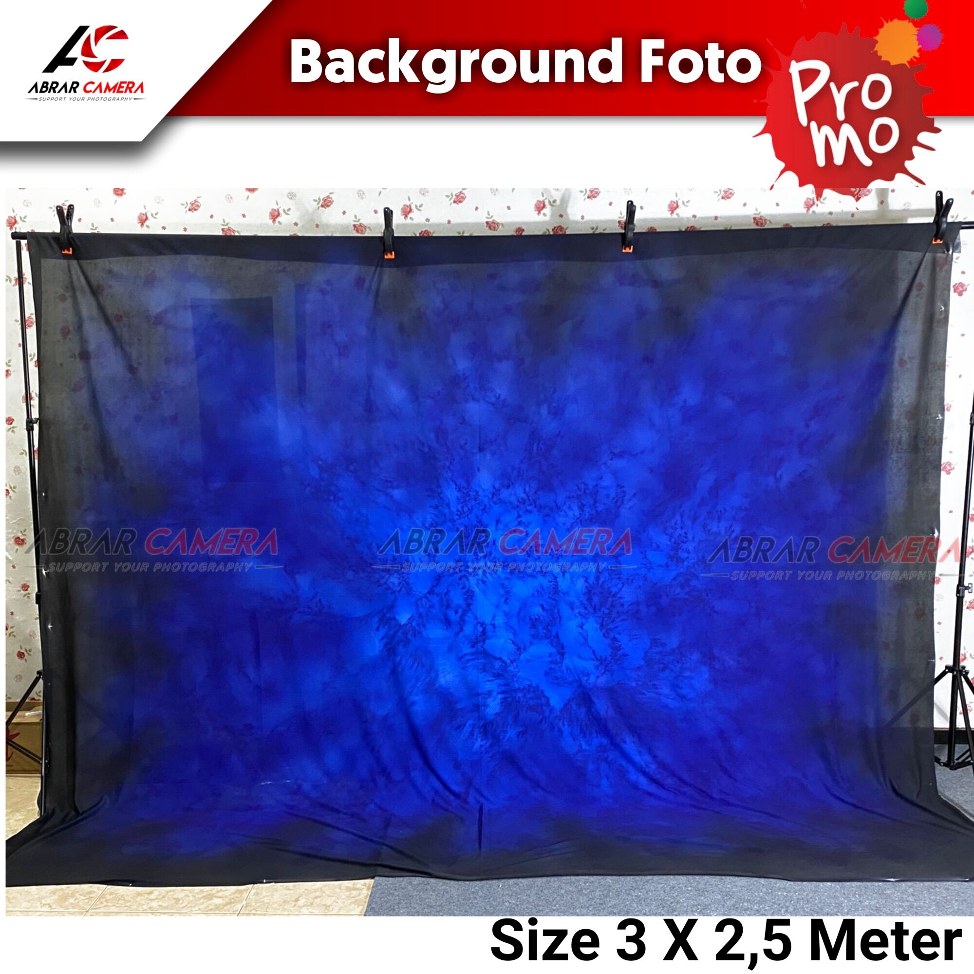 Kain Background Wisuda 2,5×3m Biru Hitam Abstrak / backgrond Foto ...