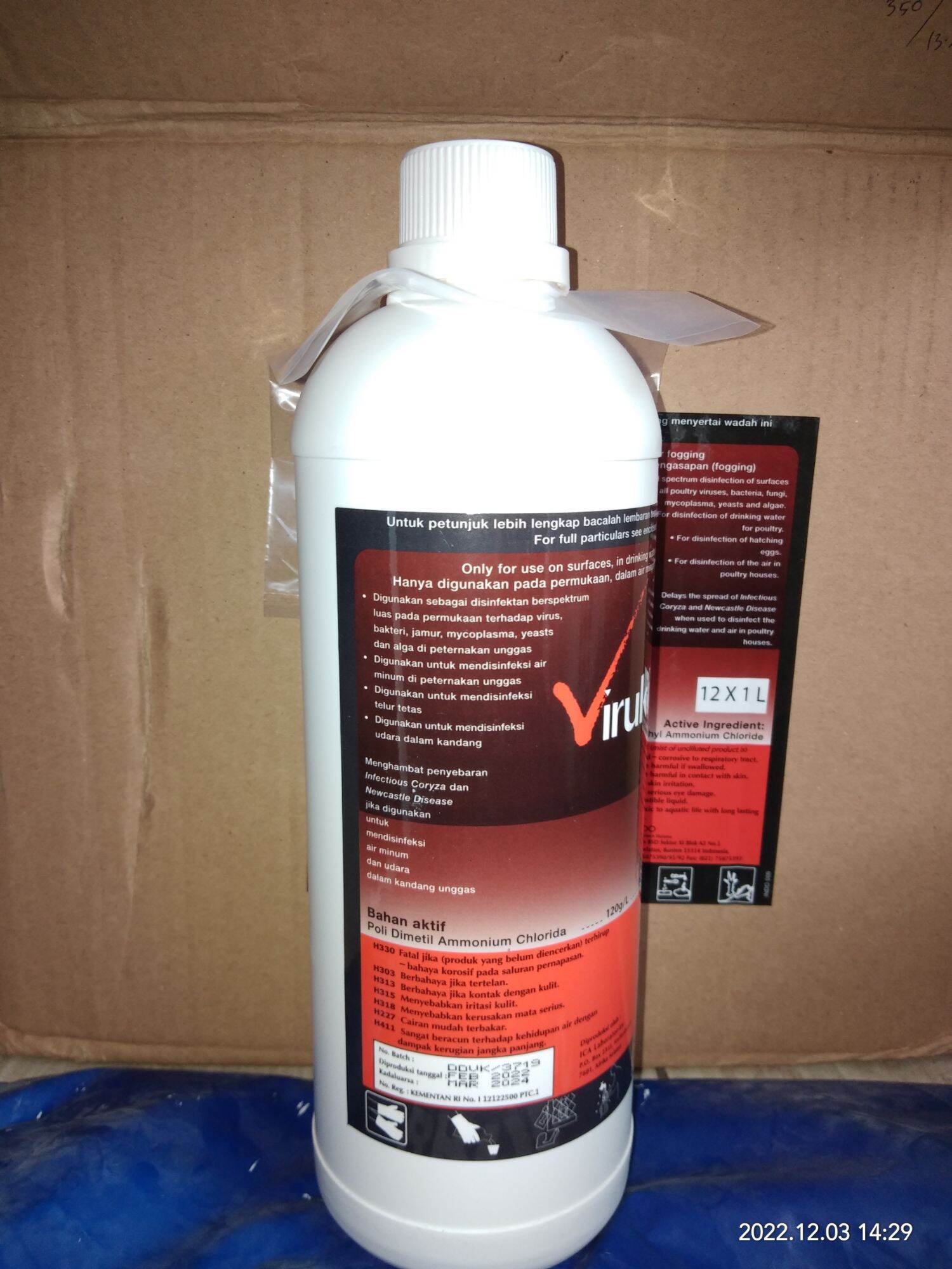 Virukill Disinfektan Virus, Bakteri, Jamur dan Mycoplasma kuat lebih ...