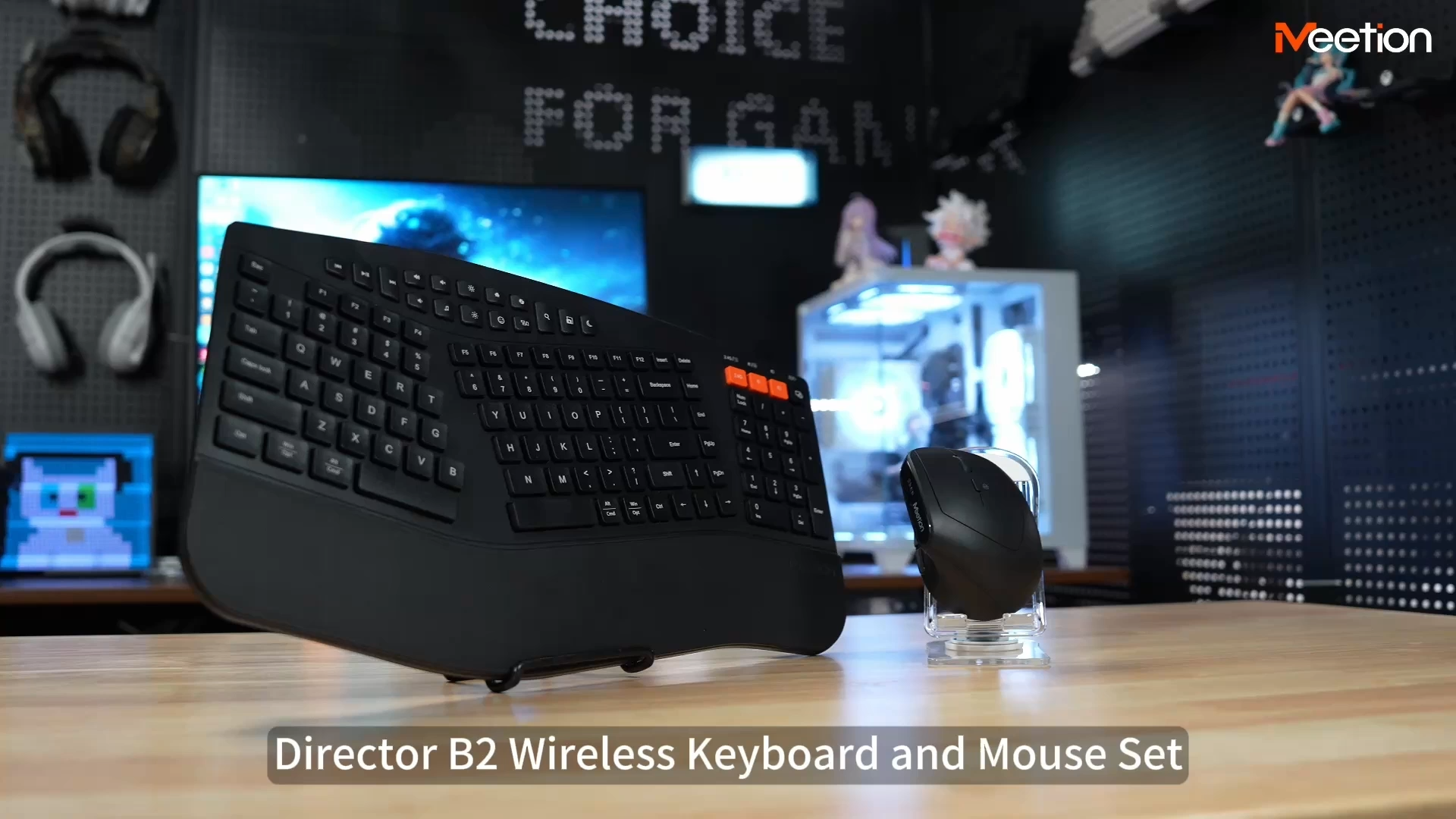 Meetion Director B2 Keyboard + Vertical Mouse Combo Wireless Ergonomic ...