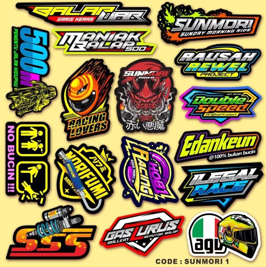 STIKER SUNMORI KEREN BUAT HELM BODY MOTOR | Lazada Indonesia
