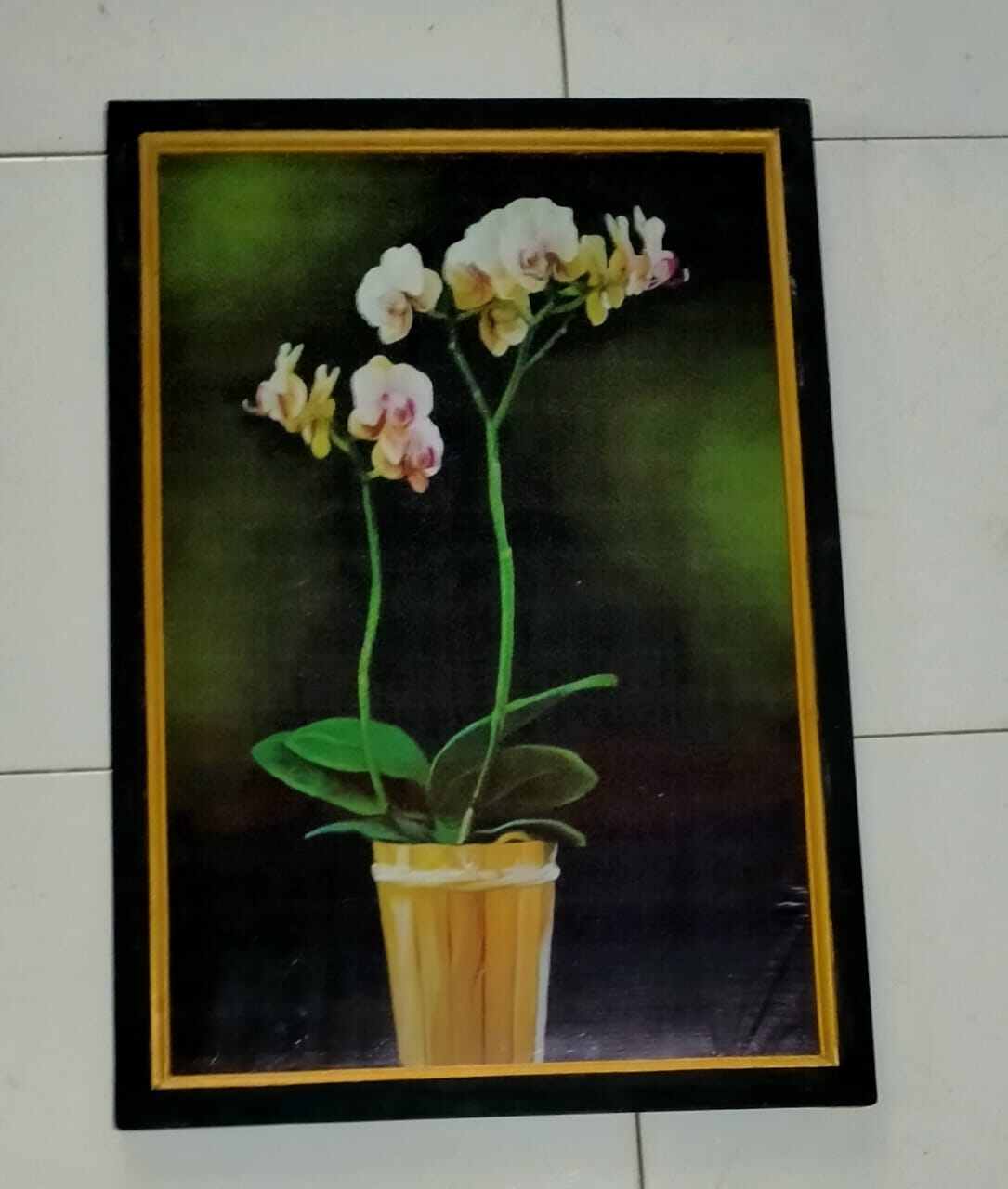 lukisan cetak bunga anggrek indah plus bingkai ukuran 65×45 | Lazada ...