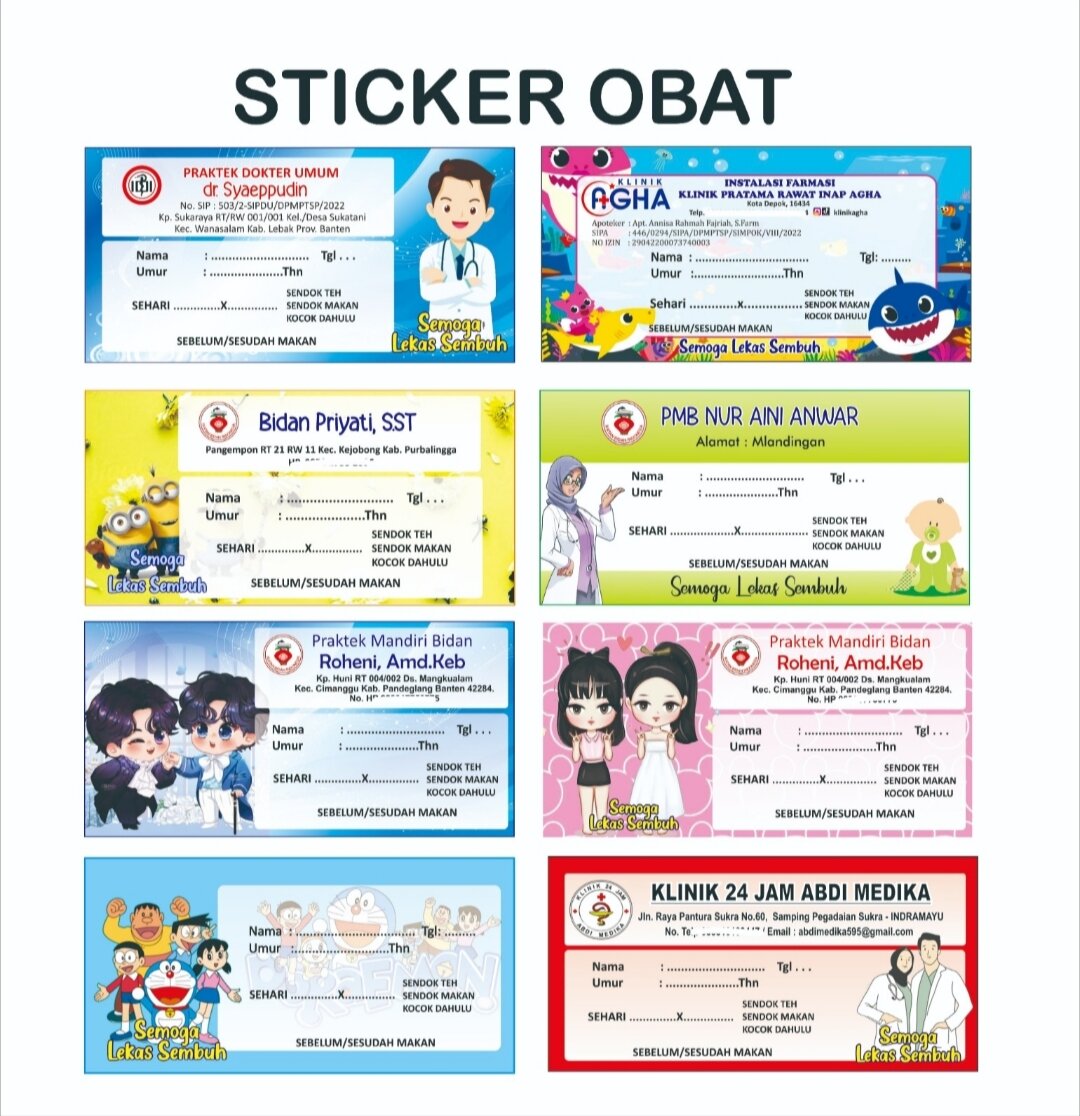 Isi 100 pcs Stiker Obat/Label Obat/Etiket Sirup/Etiket Obat Custom ...