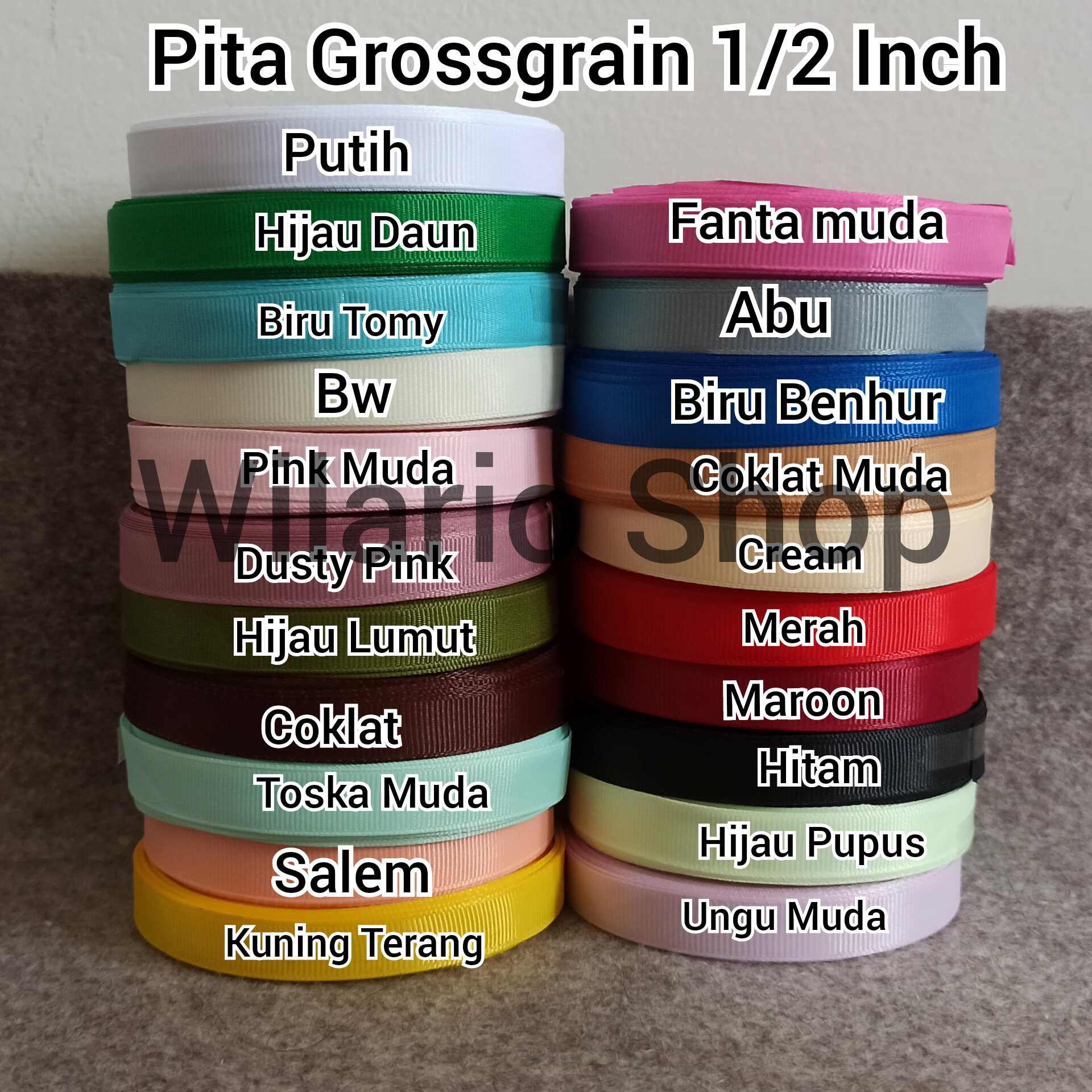 1 ROLL PITA GROSSGRAIN 1.2 CM | PITA GROSSGRAIN 1/2 INCH | PITA GARIS ...