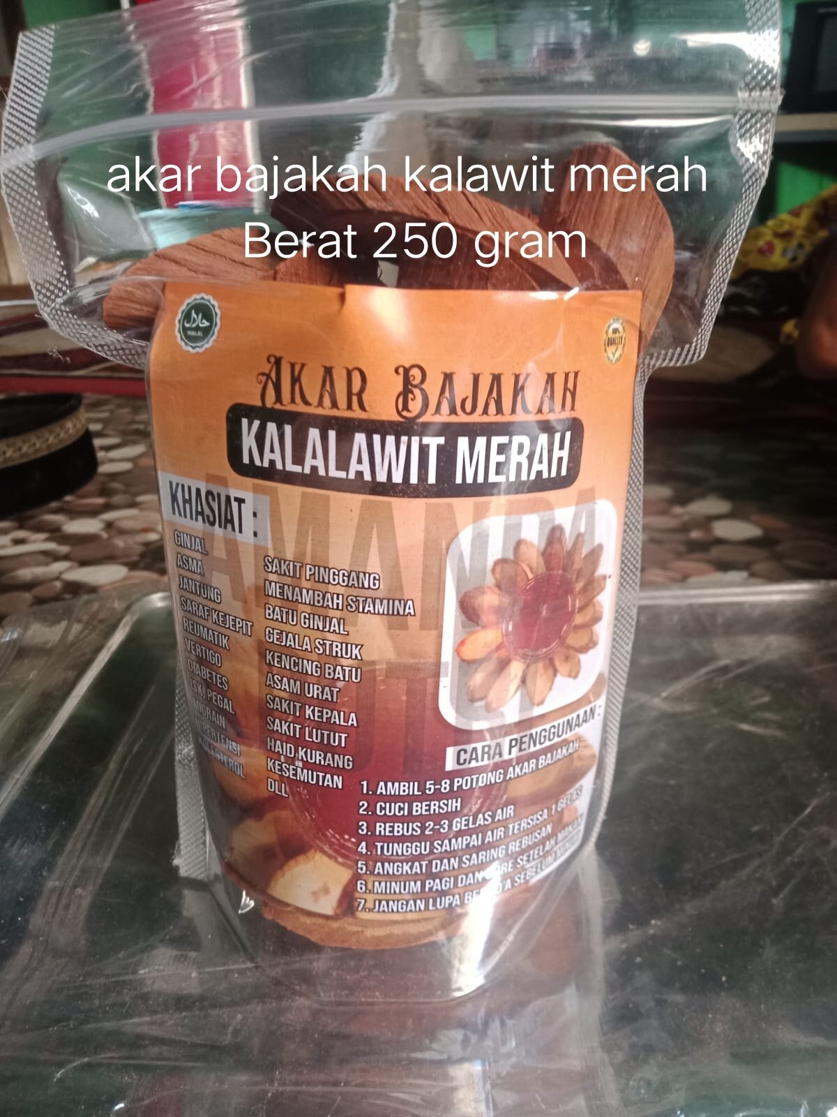 akar bajakah kalawit merah berat 250gram/akar bajaka/akar bajakah asli ...