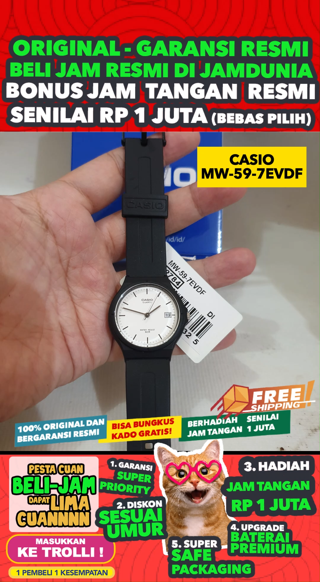 Jam Dunia Digital Analog CASIO MW-59-7E: Jam Tangan Pria Anti Air ...