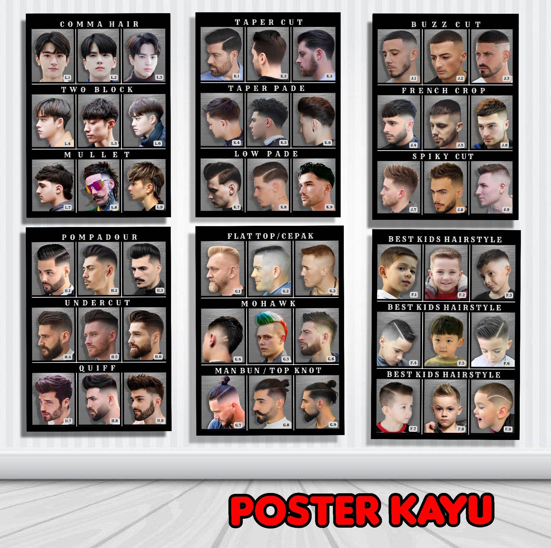 POSTER KAYU ELEGAN Poster barbersop / poster pangkas rambut / model ...