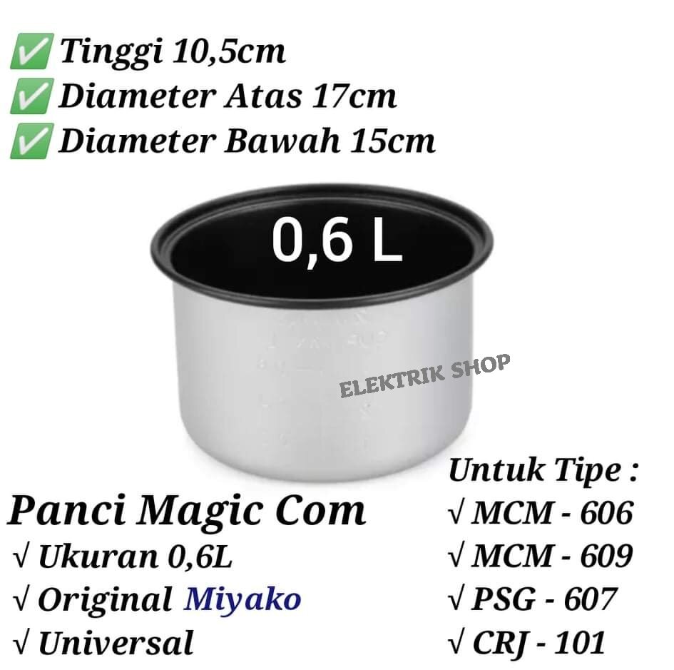 PANCI RICE COOKER KECIL UKURAN 0.6LITER MIYAKO MCM606, MIYAKO PSG 607 ...