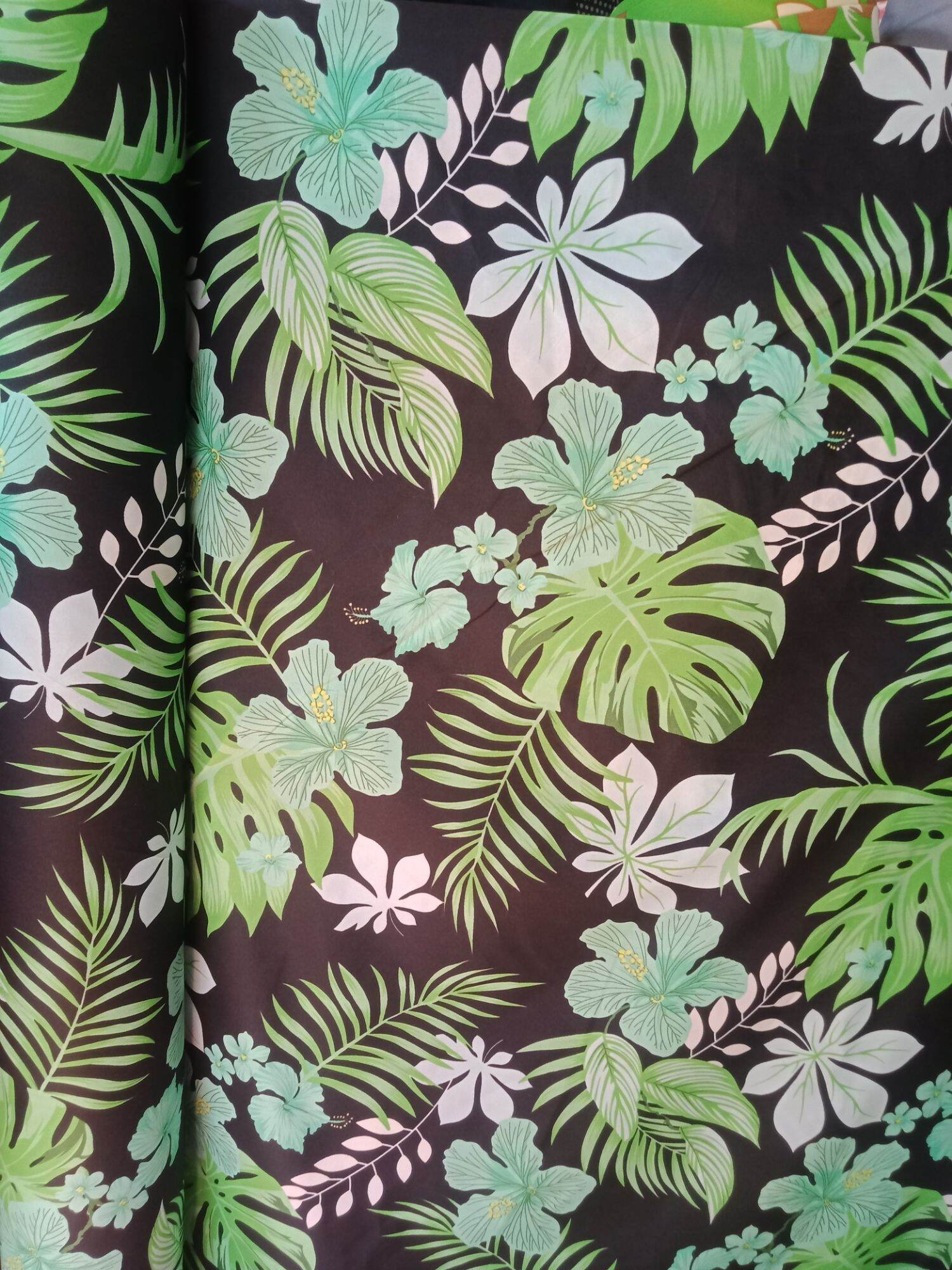 Kain Sprei Motif Daun Monstera, Kain Katun Disperse Lebar 240cm ...