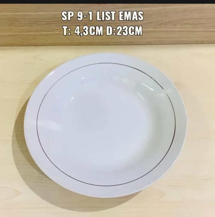 Piring Makan besar / Piring keramik List mas ukuran 9inch (23cm ...