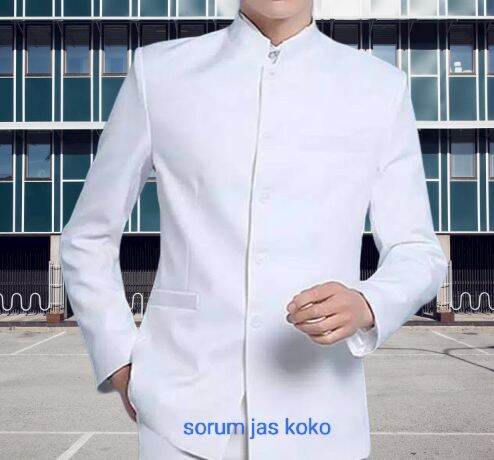S JASKO PUTIH MANDARIN /jas koko pria/ blazer/jasko moderen | Lazada ...