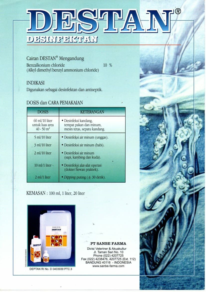 Sanbe Destan 100 ml desinfektan antiseptik dan obat penyemprot kandang ...