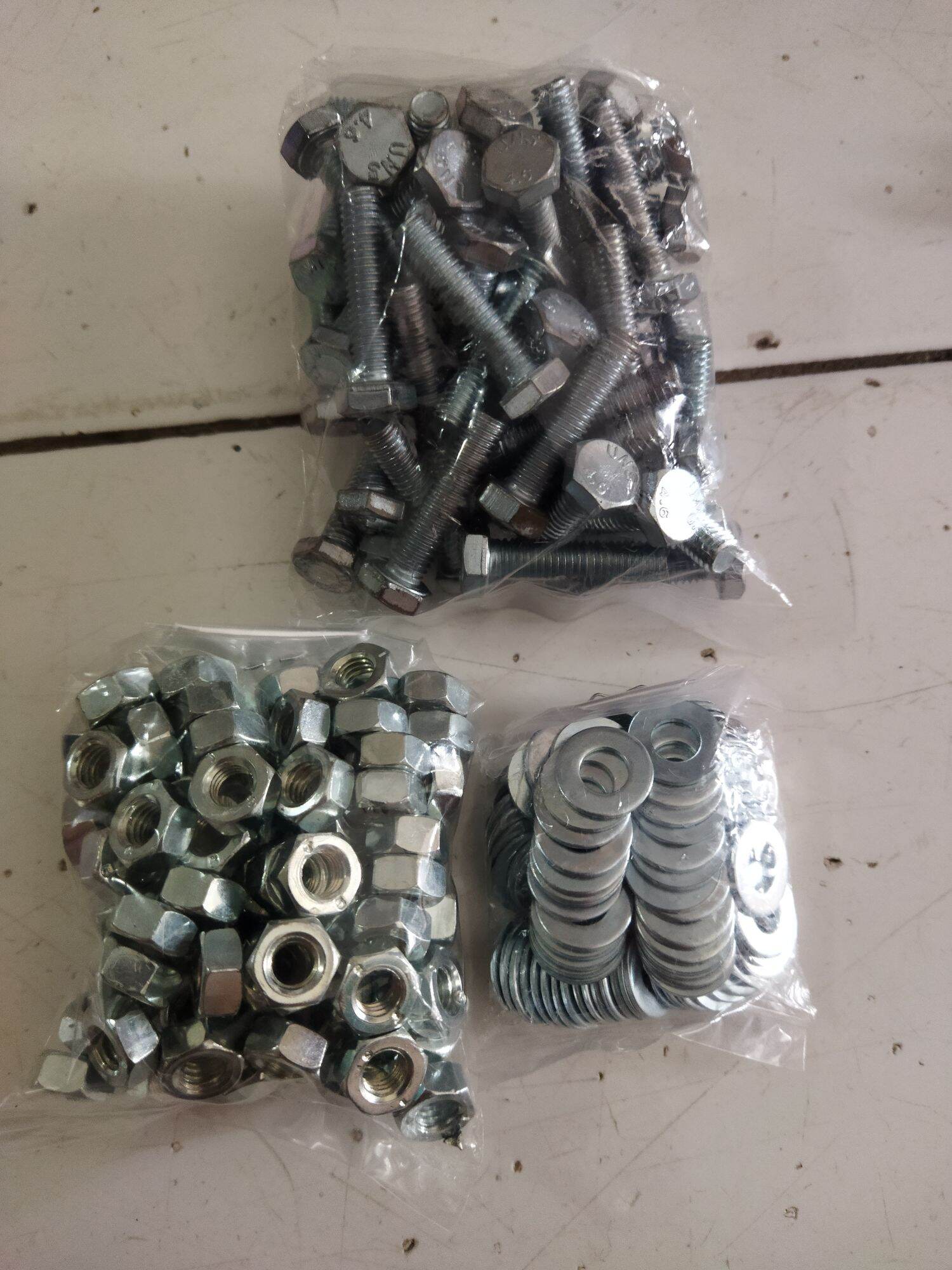 baut+mur+ring plat putih, m6x40,m6x45, m6x50, isi 3pc full drat kunci ...