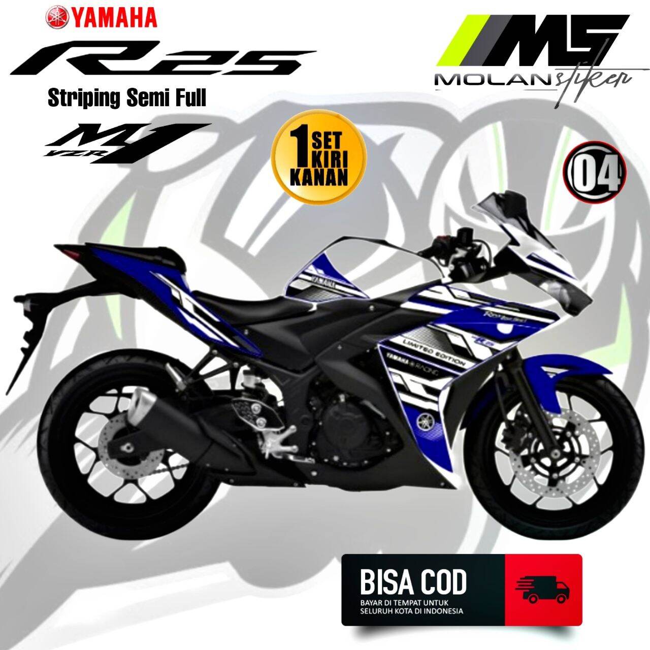 Decal Sticker Striping Variasi Yamaha R25 / Yzf R25 |Decal Variasi Semi ...
