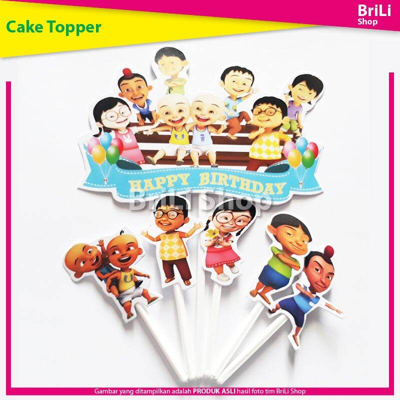 Cake Topper HAPPY BIRTHDAY Upin Ipin Hiasan Kue Ultah Ulang Tahun ...