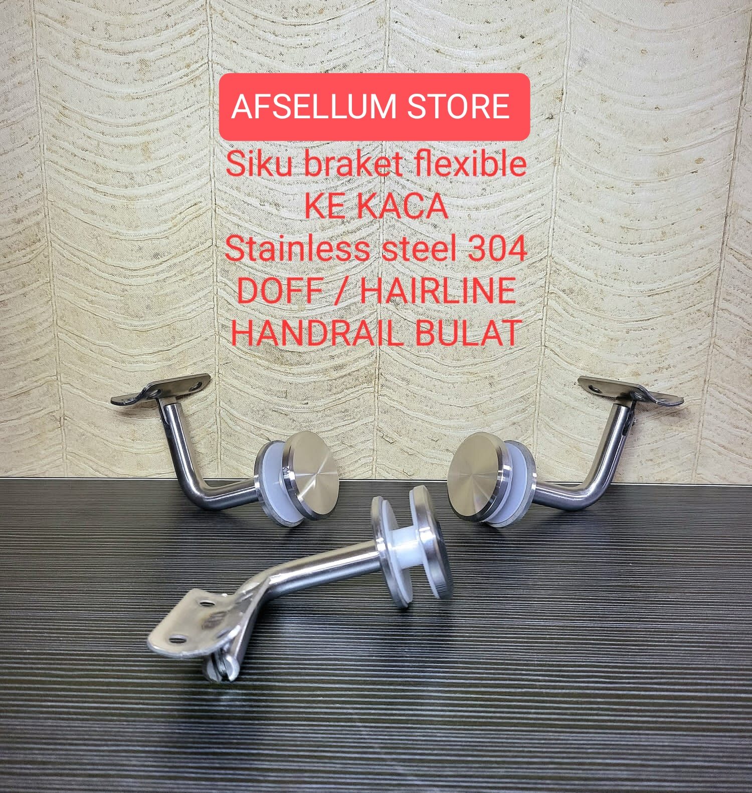 BRACKET DOFF SIKU HANDRAIL FLEXIBLE HAND RAIL BULAT BANISTER STAINLESS ...