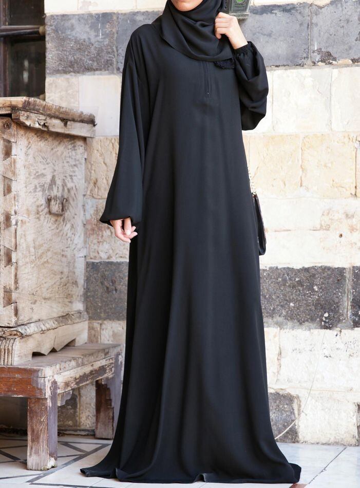 ALKHATIB Abaya Polos Cantik Simpel Wudhu Friendly Resleting Depan ...