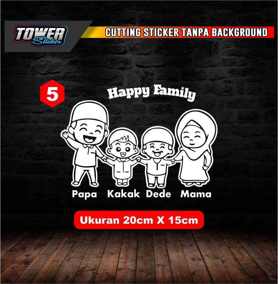 Cutting sticker Happy family muslim family stiker kaca mobil visor ...