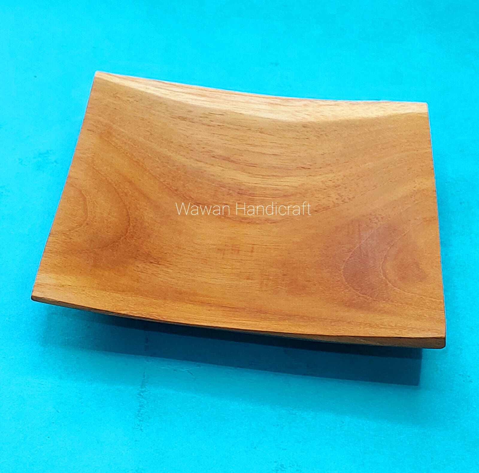 piring kayu/piring saji/sushi/piring cekung/placemat 12x12cm kayu jati ...