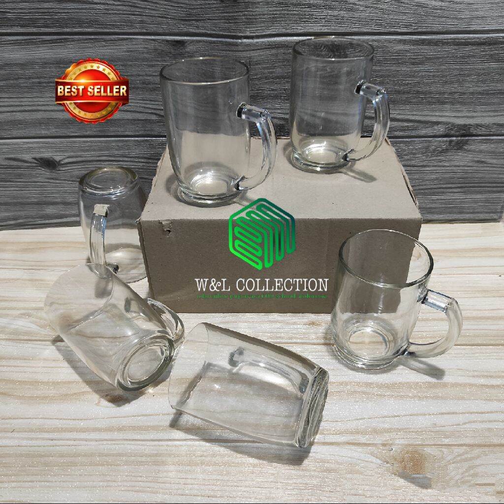 6 GELAS MUG BESAR 430 ML GELAS KACA BELING CANTIK GELAS TEH BESAR GELAS ...