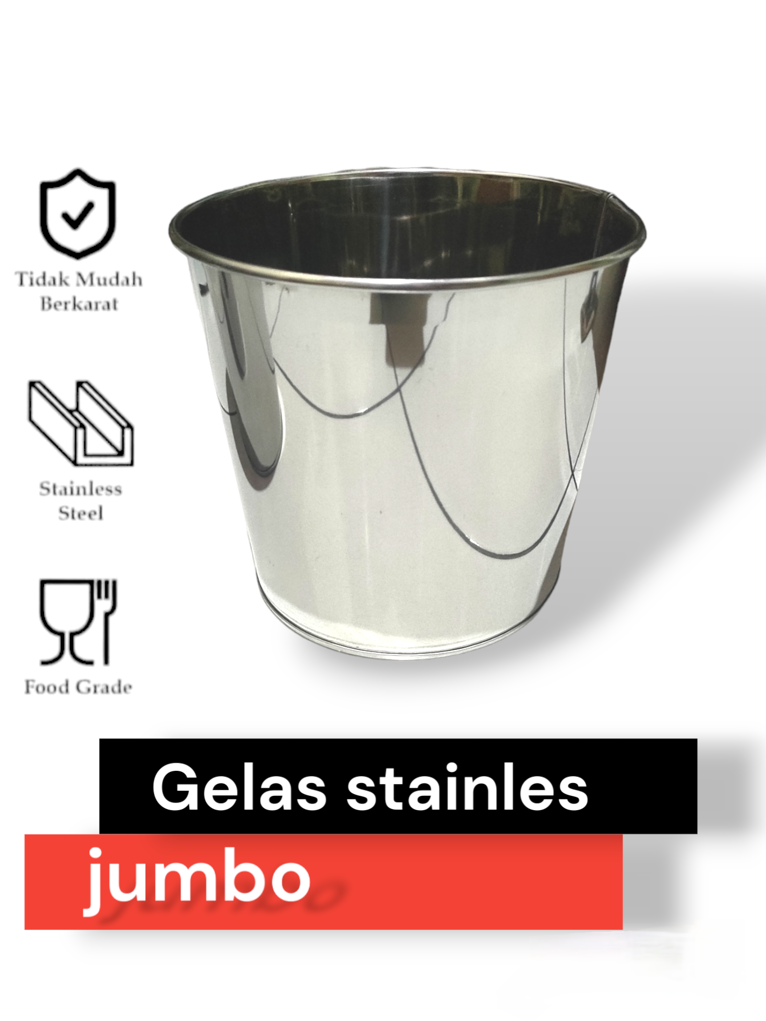 GELAS STAINLESS JUMBO / GELAS STAINLESS / ALAT MINUM STAINLESS 2 LITER ...