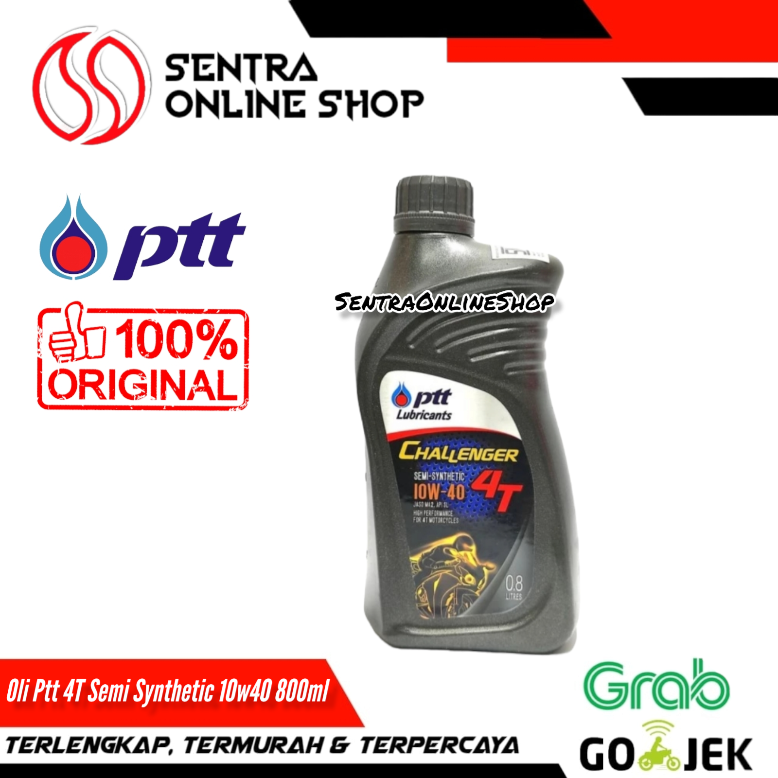 Oli ptt challenger semi synthetic 4t 10w 40 800ml | Lazada Indonesia