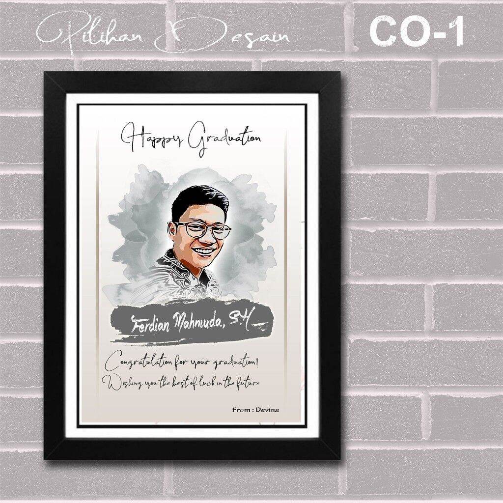 FRAME KACA + CETAK + DESAIN foto karikatur kado hadiah gift custom ...