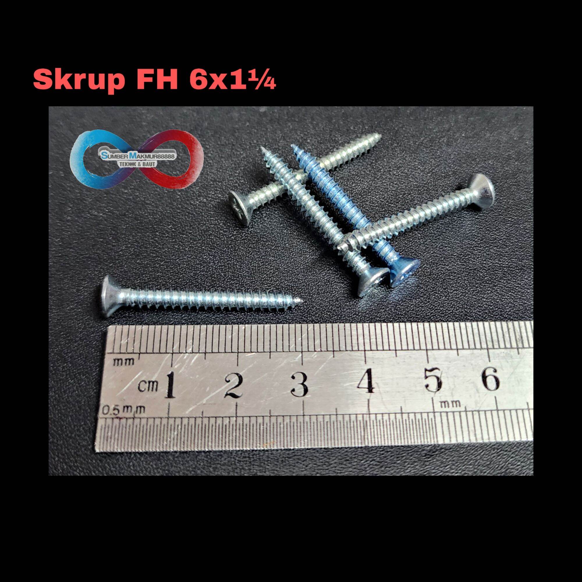 Skrup tapping screws (FH) 6x1 1/4 inch per 100pcs | Lazada Indonesia