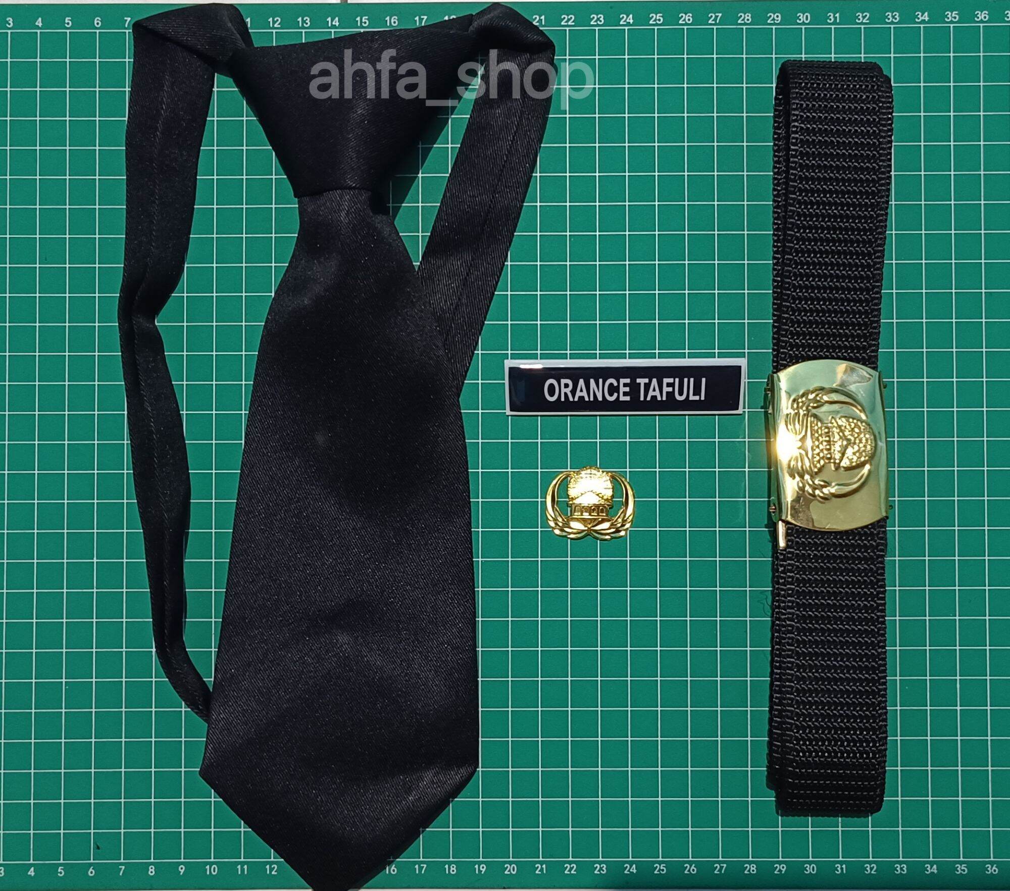 Paket lengkap Name Tag ASN (Ikat pinggang, Dasi, Name Tag & Pin Korpri ...