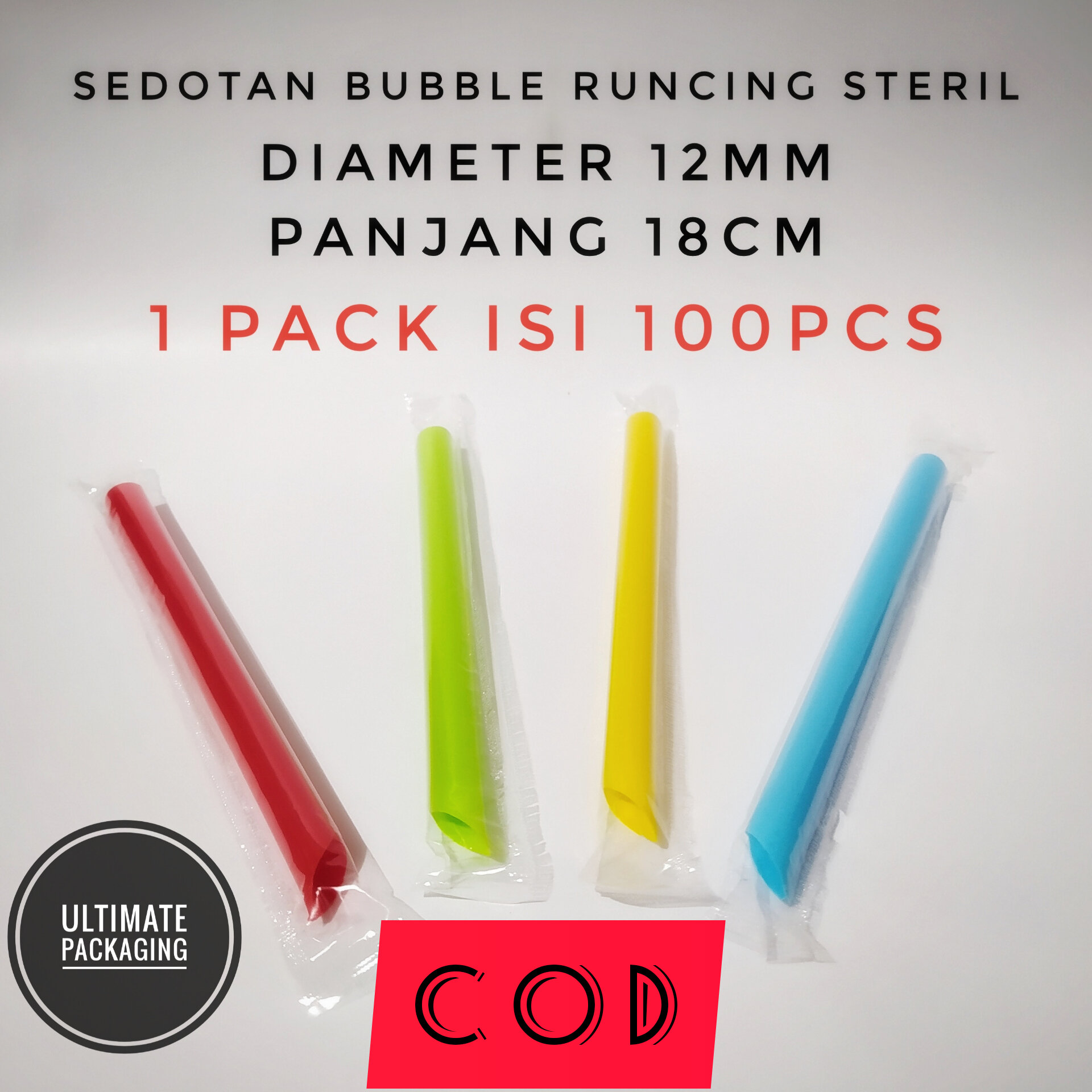 Sedotan boba bubble warna steril 12mm 18cm | Lazada Indonesia