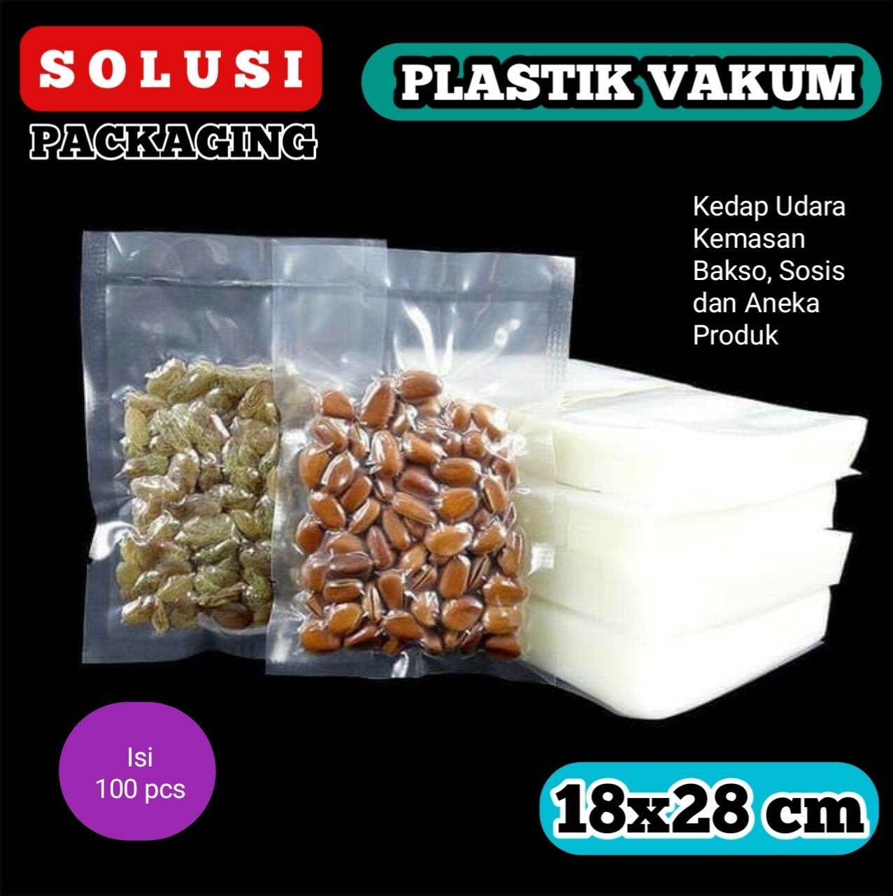 ISI 100 PCS VAKUMPACK 18X28 CM PLASTIK KEMASAN VAKUM VACUUM FROZEN FOOD ...