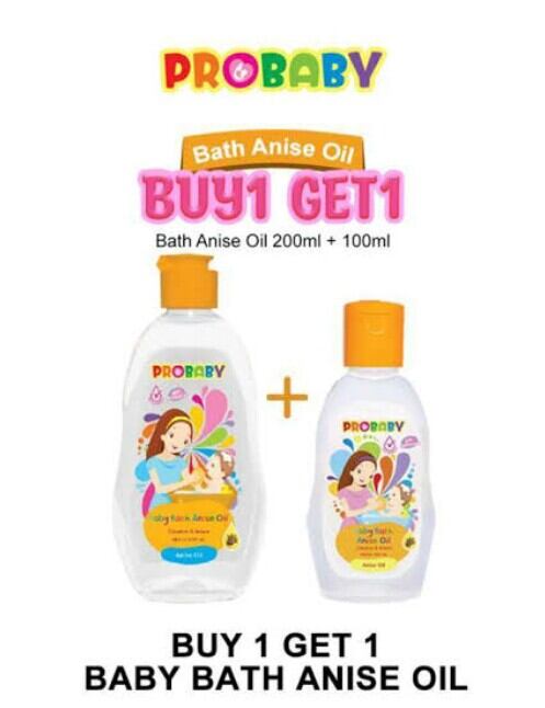PROBABY Promo BUY 1 GET 1 Baby Bath Anise Oil 200ml FREE 100ml sabun ...