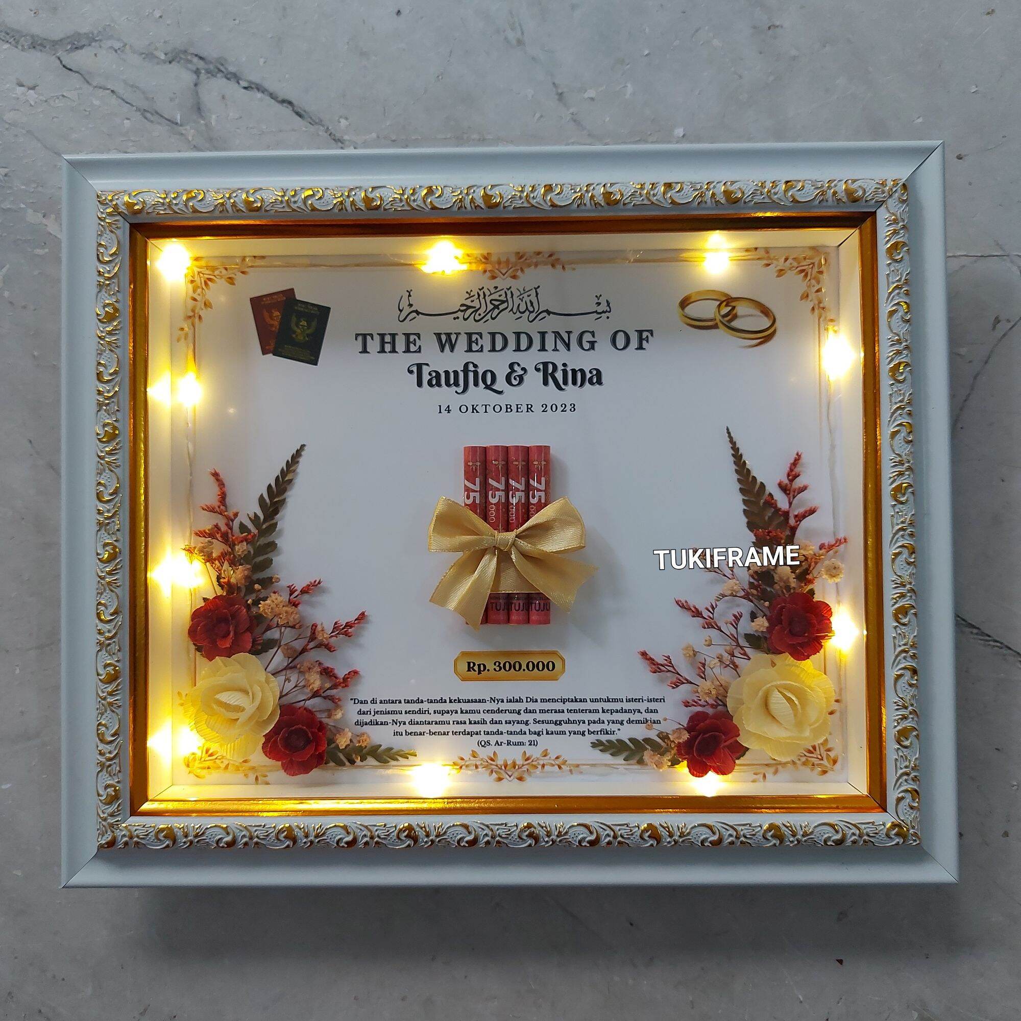 BINGKAI MAHAR 3D RUSTIC LIST GOLD / BINGKAI HANTARAN PERNIKAHAN / FRAME ...