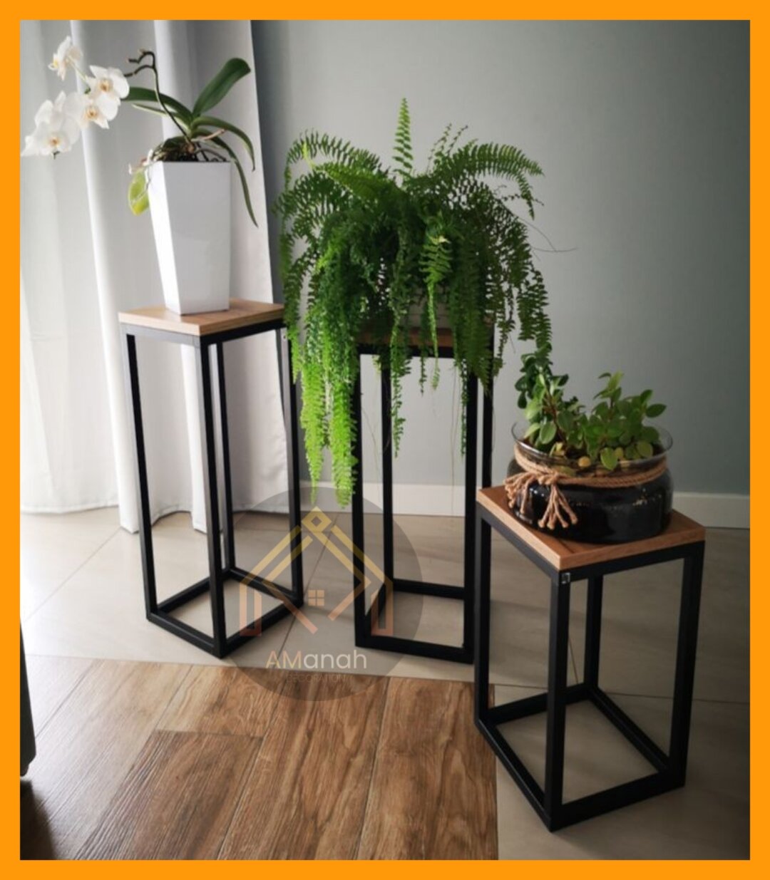 RAK STANDING POT BUNGA HIAS PERSEGI BAHAN BESI HOLO TEBAL DAN KOKOH ...