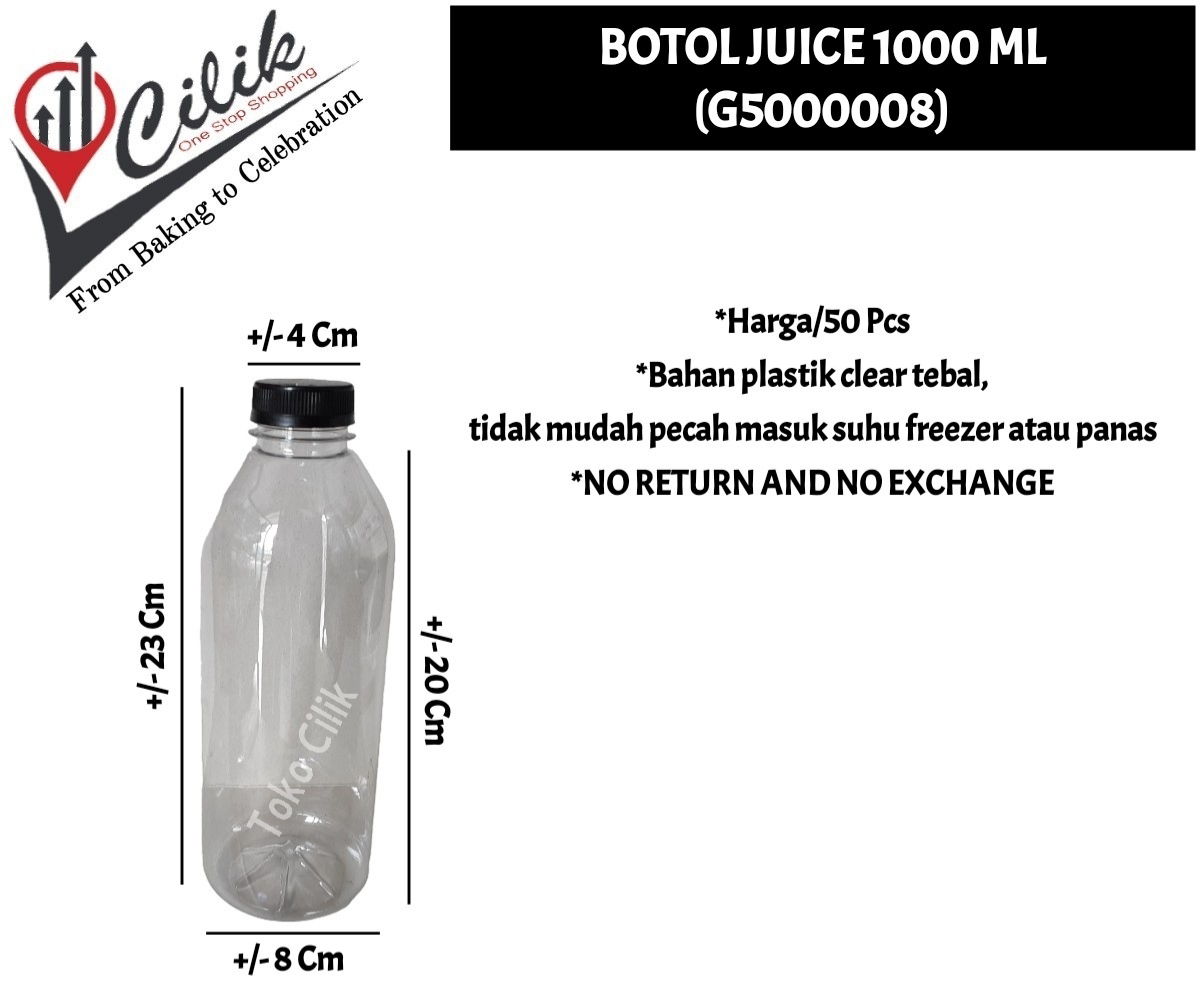 botol juice plastik 1 liter 1000 ml wadah kemasan minuman vla puding ...