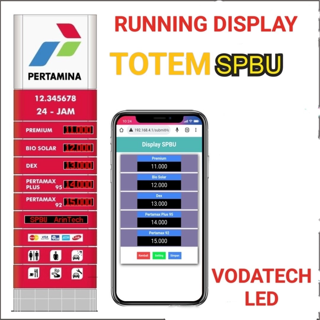 TOTEM SPBU LED BIJIAN / SATUANRUNNING TEXT PUTIH | Lazada Indonesia
