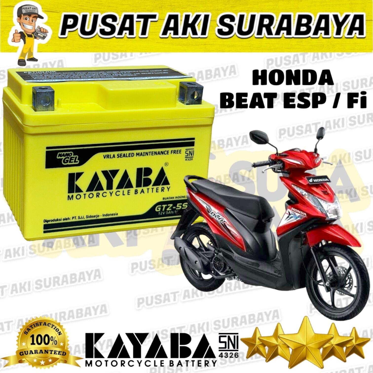 ASLI KAYABA JAPAN STANDARD ACCU KAYABA GTZ5S AKI KERING MOTOR HONDA BEAT FI BEAT ESP BEAT STREET ...