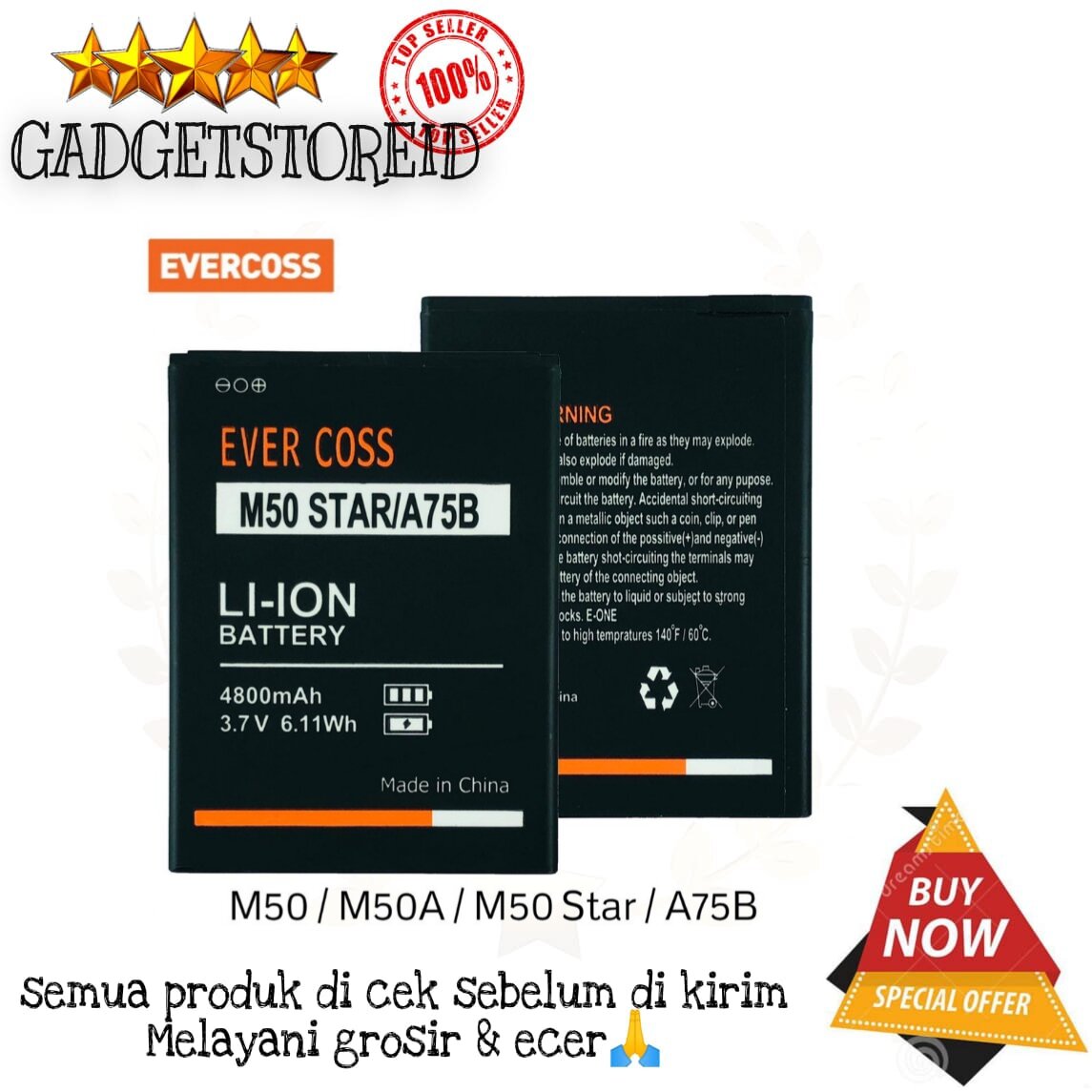 GG - Baterai batere Batre battery Evercoss M50 / M50A / A75B baterai ...